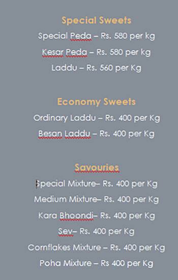 Menu at Aditya Sweet Delight, Bengaluru