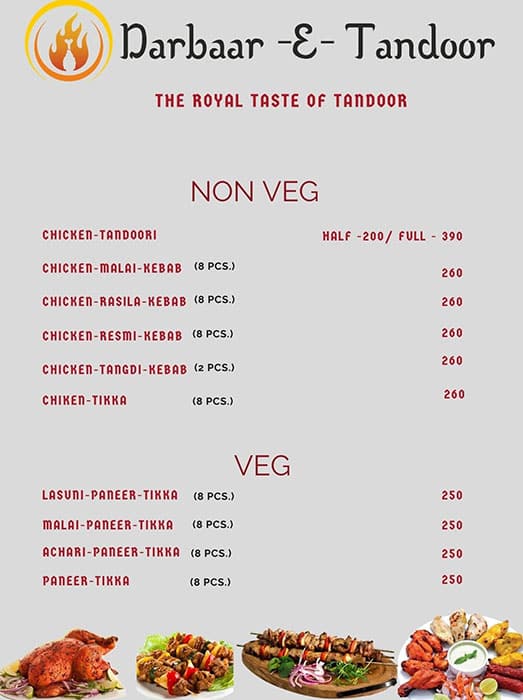 Menu of Darbaar-E-Tandoor, Kasarvadavli, Thane West, Thane