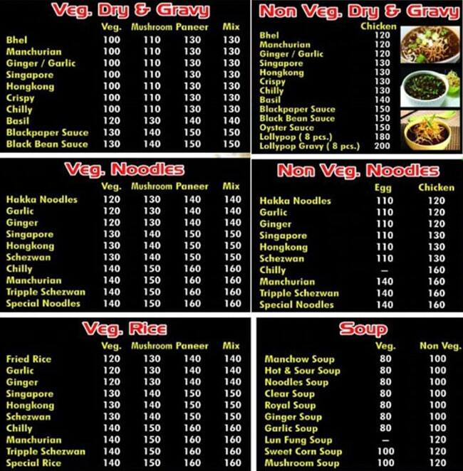 Menu of KY2 Chinese & Shawarma Corner, Santacruz West, Mumbai