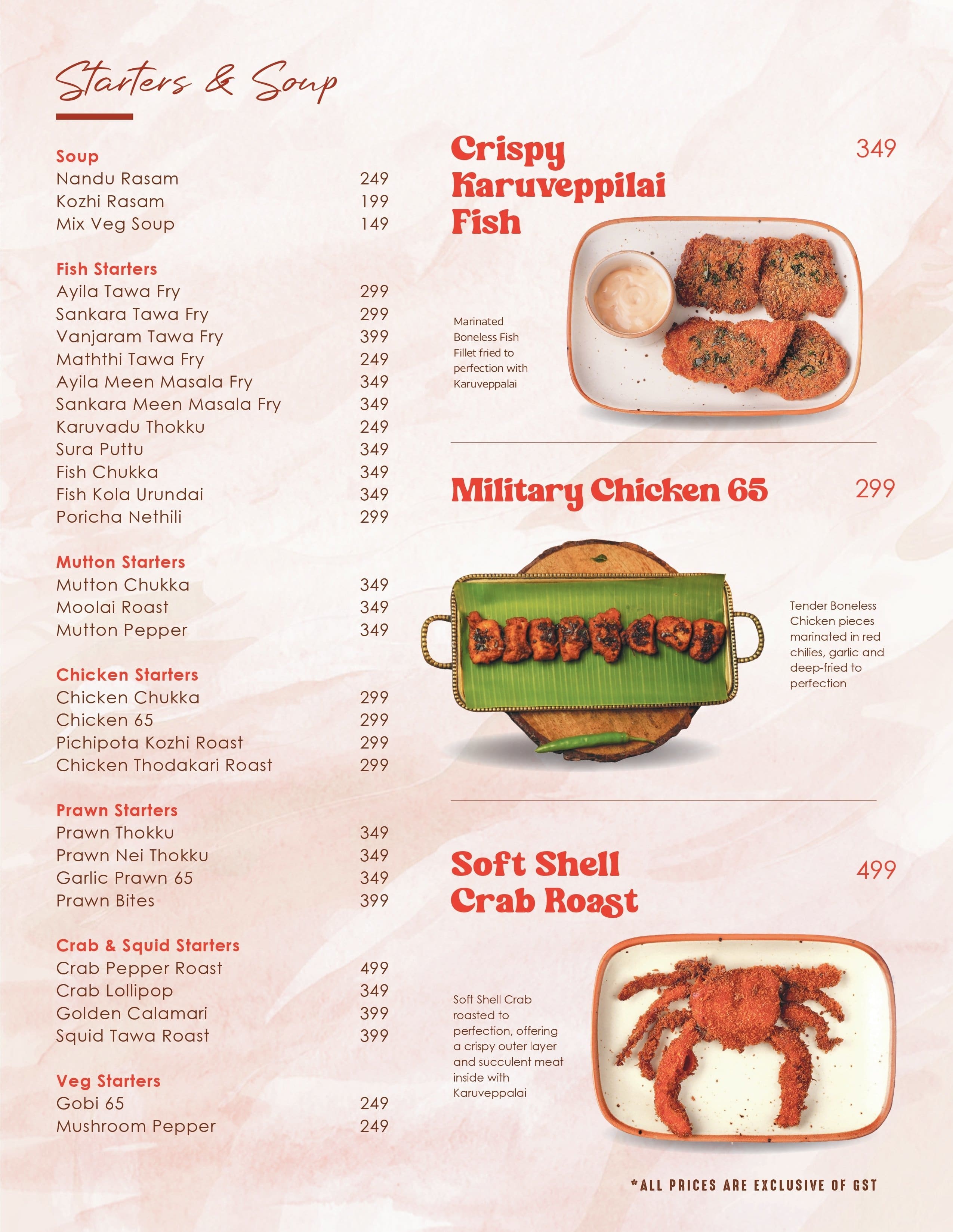 Menu of Meen Satti, Thuraipakkam, Chennai