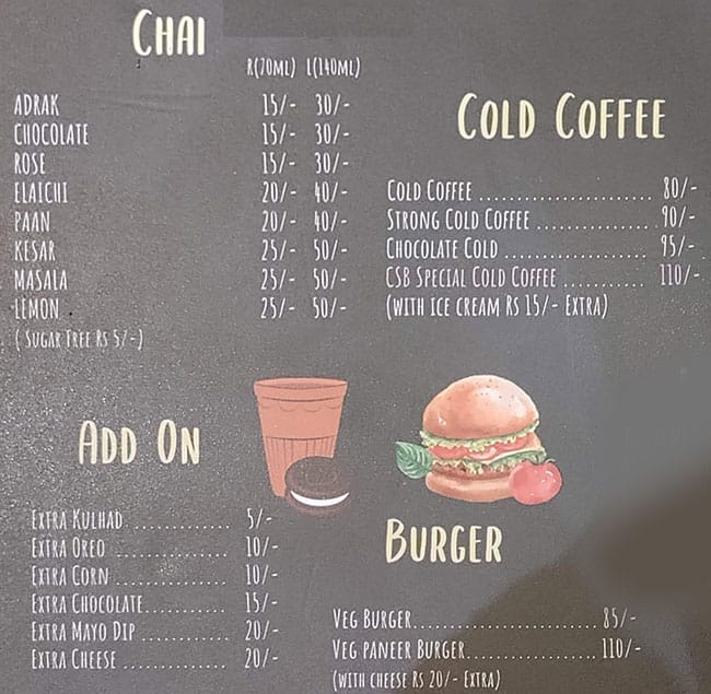 Menu of Chai Sutta Bar, Hinjawadi, Pune