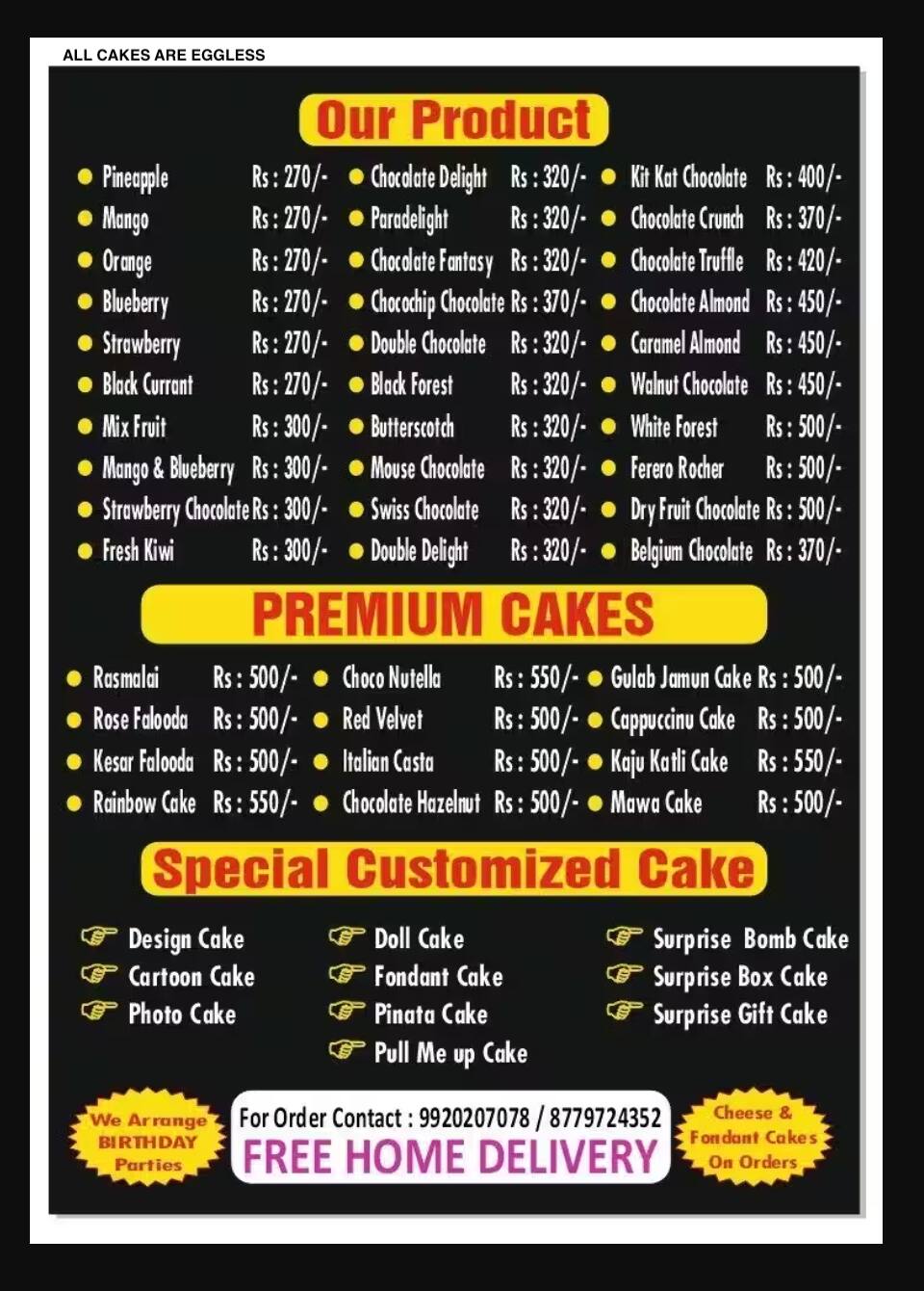 Menu of Dynamic Cake, Goregaon West, Mumbai