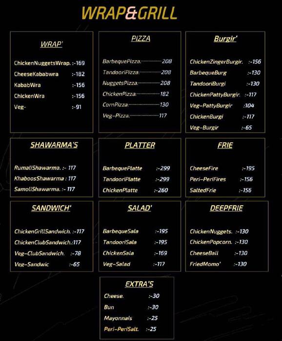 Menu of Wrap & Grill, Malakpet, Hyderabad