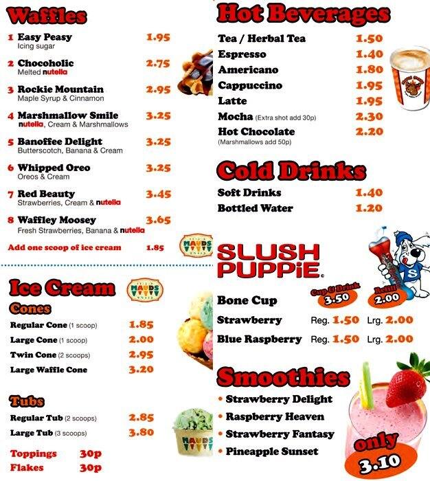 Menu at Maple Moose desserts, London