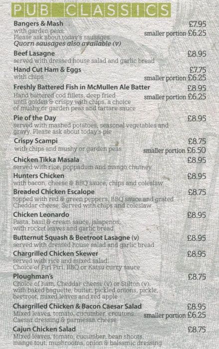 Menu at The Cricketers pub & bar, Enfield, Chase Side Pl