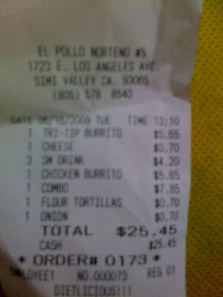 Menu at El Pollo Corona Grill restaurant, Simi Valley