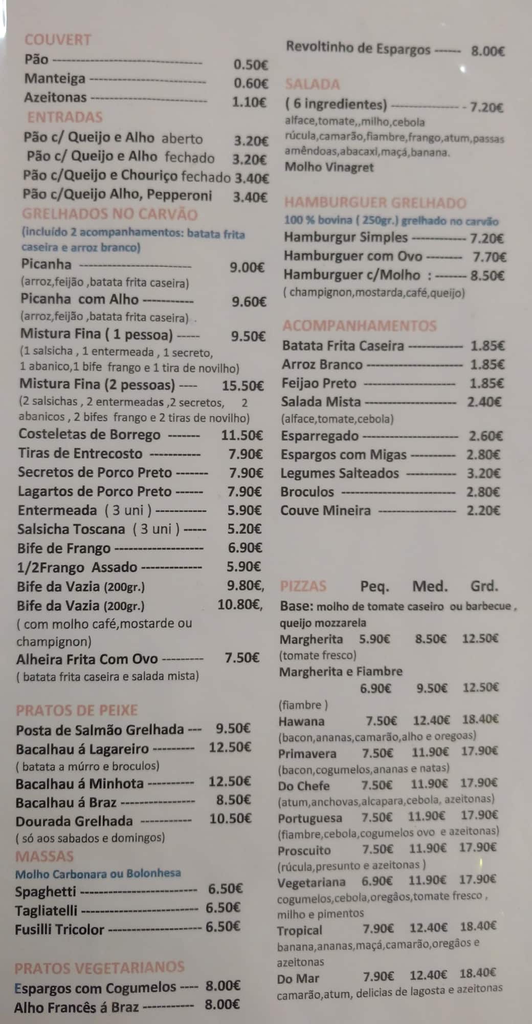 Menu at Expressmenu BBQ, Oeiras
