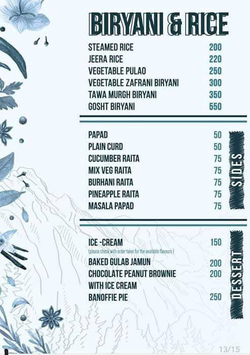 Menu at Himalayan Cedar Cafe And Bar, Manali