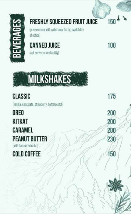 Menu at Himalayan Cedar Cafe And Bar, Manali