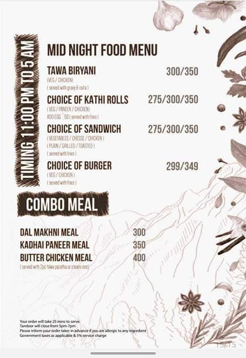 Menu at Himalayan Cedar Cafe And Bar, Manali