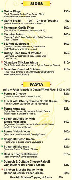 Menu at Basil The Taste, Mumbai