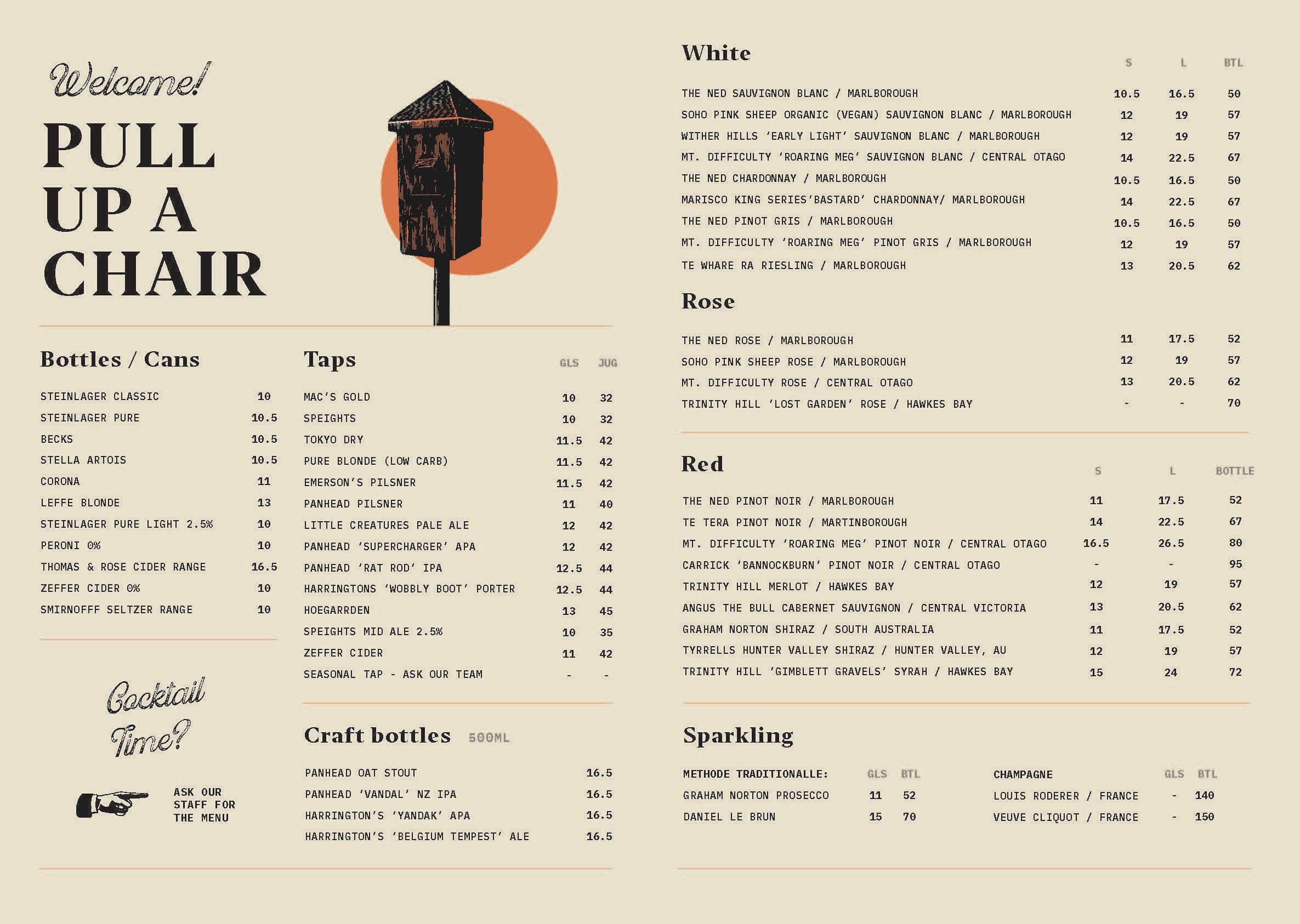 Menu at Union Post pub & bar, Auckland