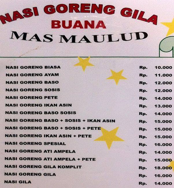 Nasi Goreng Gila Buana Mas Maulud Menu - Zomato Indonesia