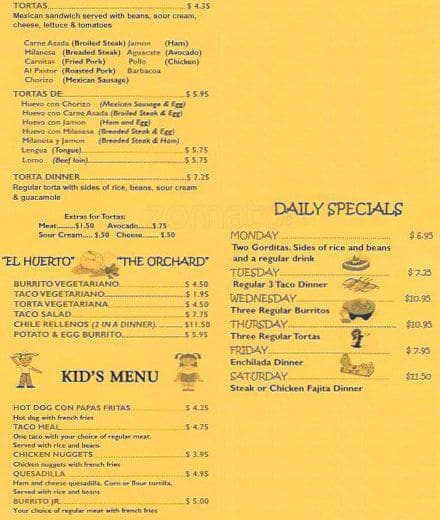 Menu at El Faro Restaurant, Elgin, 112 Tyler Creek Plaza
