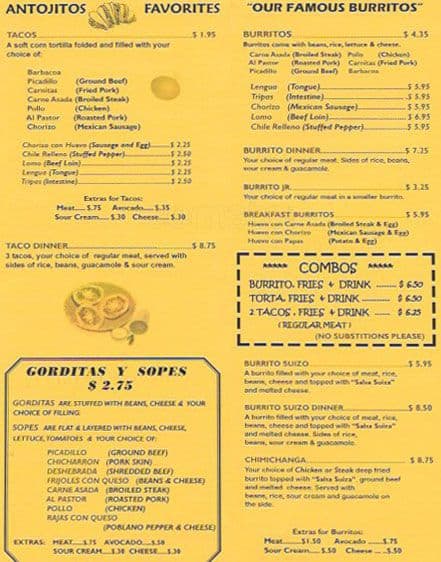 Menu at El Faro Restaurant, Elgin, 112 Tyler Creek Plaza