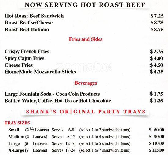 Menu at Shanks Pier 40 restaurant, Philadelphia