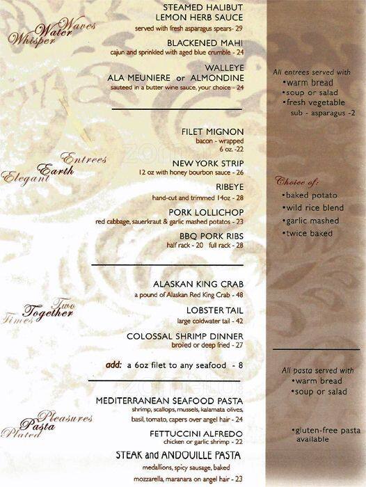 Menu at Sparkling Waters pub & bar, Bemidji