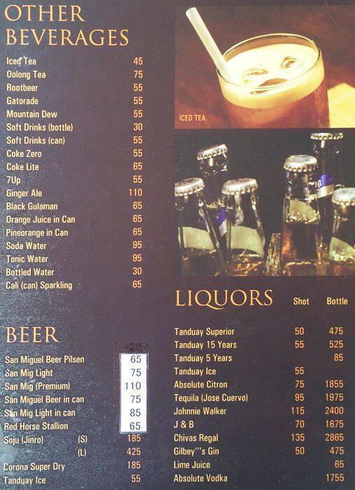 Menu at Mactan Nite Market restaurant, Lapu-Lapu City, 7XJV+J3H