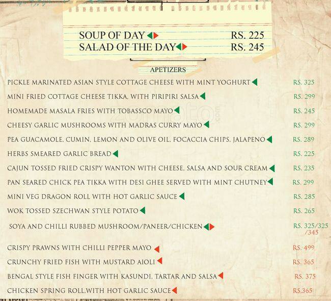 Menu at 16:58 - THE EXCHANGE, Kolkata
