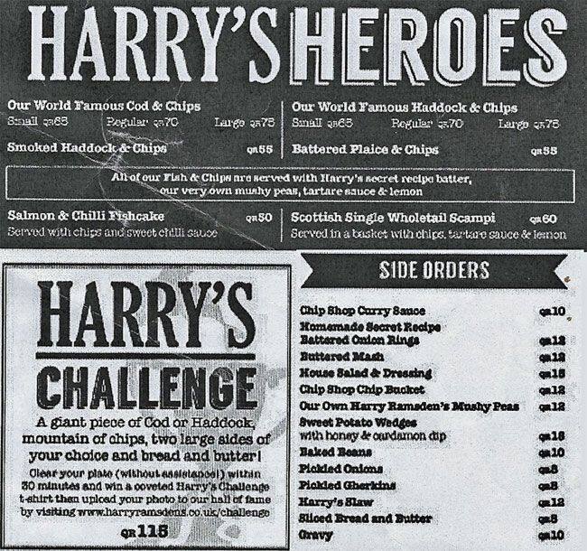 Harry Ramsden’s Menu, Menu for Harry Ramsden’s, Pearl Qatar, Doha ...