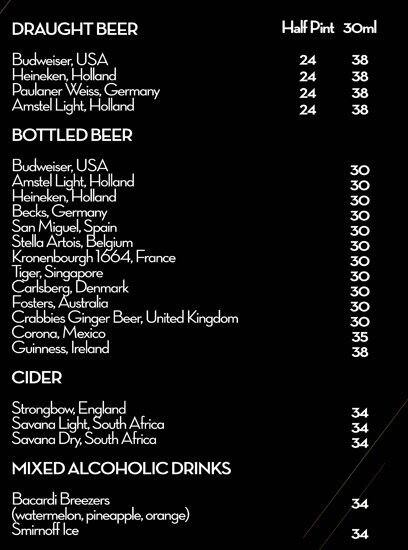 Menu at Deck Se7en Pool Bar, Novotel, Dubai