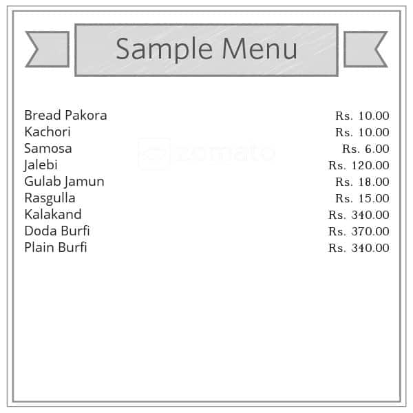 Menu at Prashant Sweets & Namkeen, Kanpur