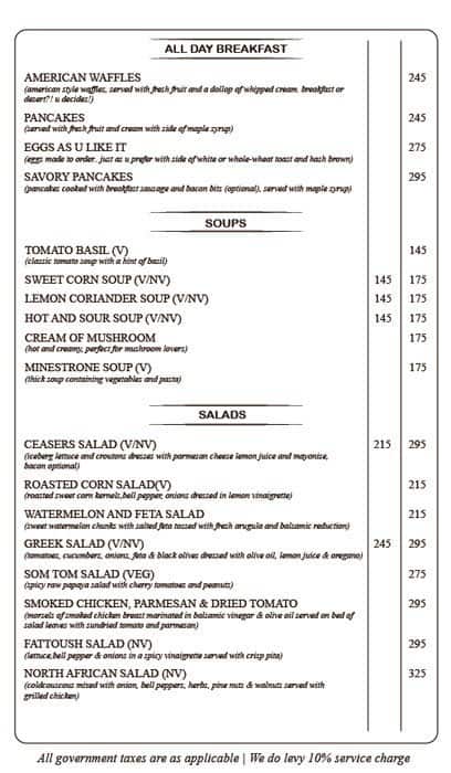 1 Oak Cafe & Bar Menu, Menu for 1 Oak Cafe & Bar, Defence Colony, New ...