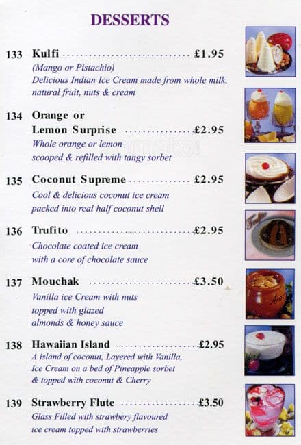 Menu at Kent Curry restaurant, Dartford