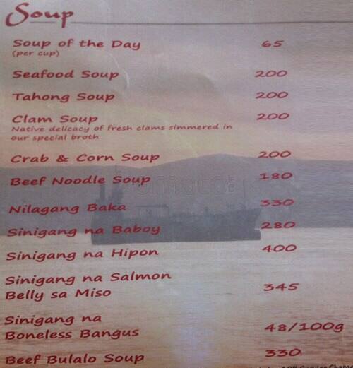 Menu at Harbor View Bistro restaurant, Pasay, San Miguel By the Bay