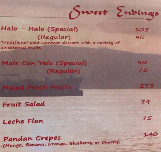 Menu at Harbor View Bistro restaurant, Pasay, San Miguel By the Bay