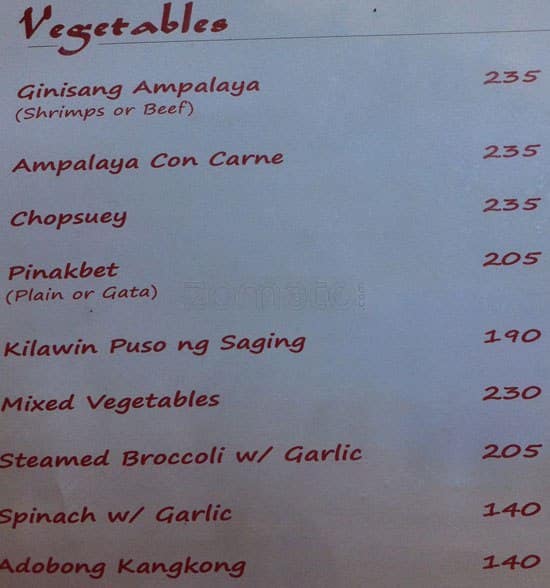 Menu at Harbor View Bistro restaurant, Pasay, San Miguel By the Bay