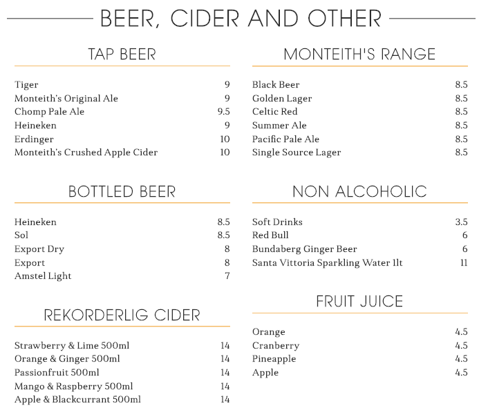 Menu at Easy Tiger pub & bar, Hamilton