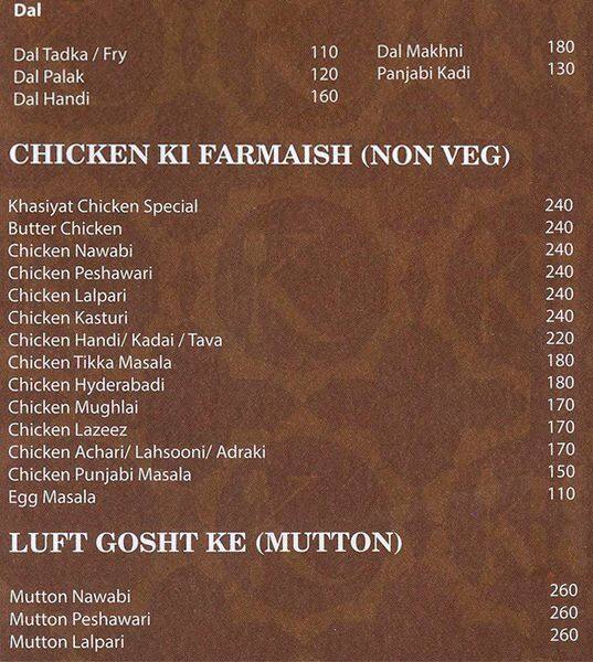 Menu at Khasiyat, Mumbai, Shop No 51 Sector 7 Patel Heritage ...