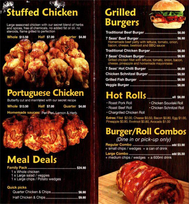 Menu at 7 Seas Food Express fast food, Marrickville
