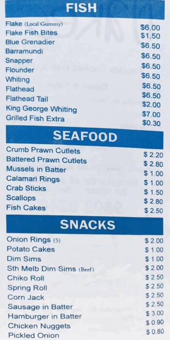 Menu at Flakes On Willow restaurant, Glen Waverley