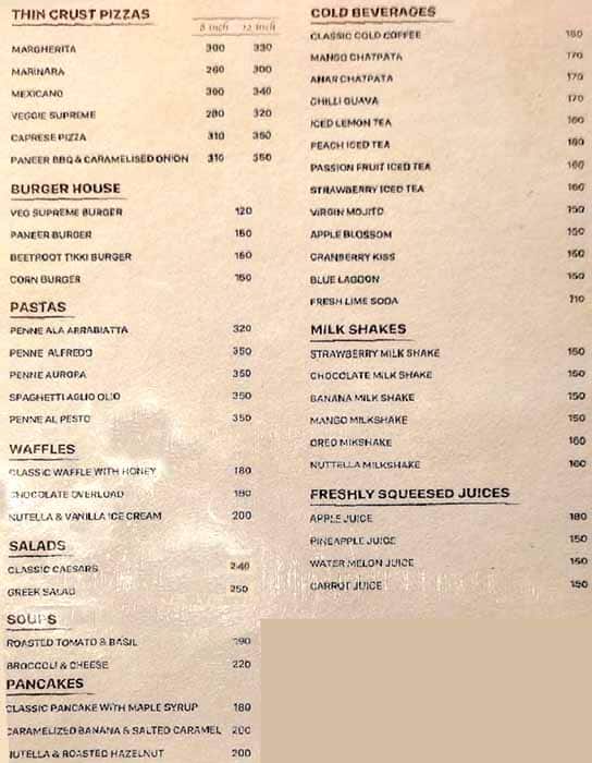 Menu at Cafe Niloufer, Hyderabad