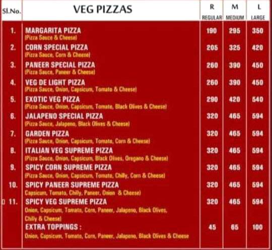 Menu of Po Po Pizza, Barasat, Kolkata