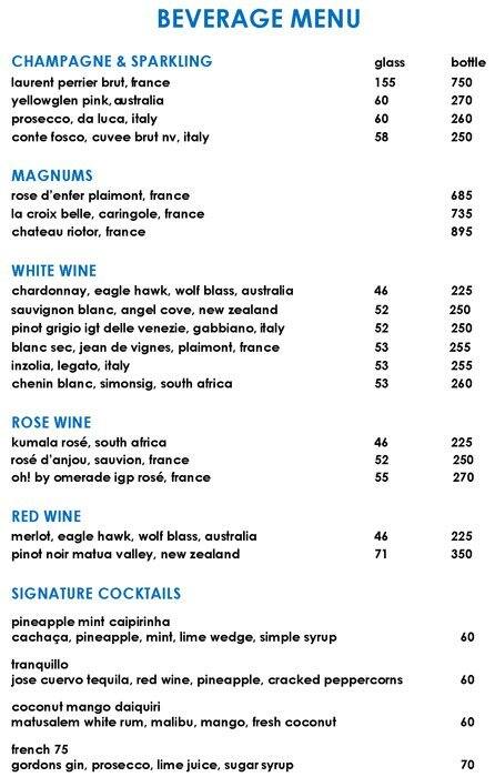 Menu at Pool Bar, Dubai