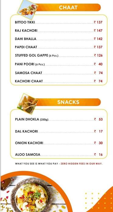 Menu of BTW, Sonipat Locality, Sonipat
