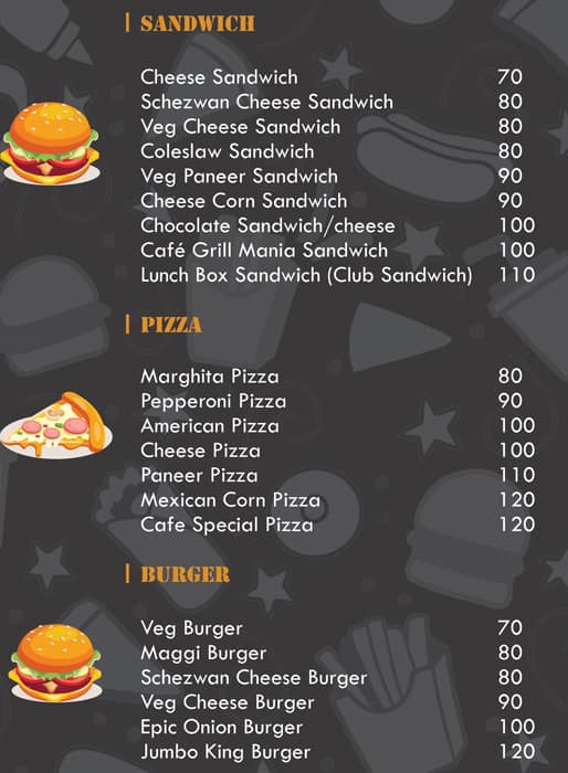 Menu of Cafe Grill Mania, Pune-Solapur Road, Pune