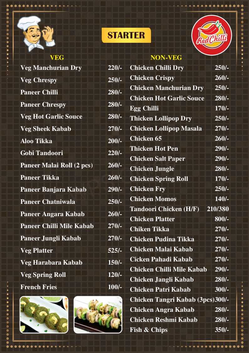 Menu of Red Chilli, Ravet, Pune