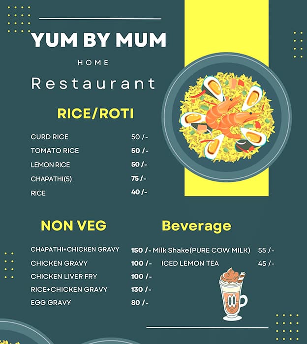 Menu of Yum By Mum, Purasavakkam, Chennai