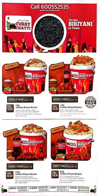 Menu of Curry Chatti, Al Karama, Dubai