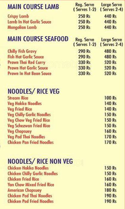 Menu at Chin Chow, Gurugram