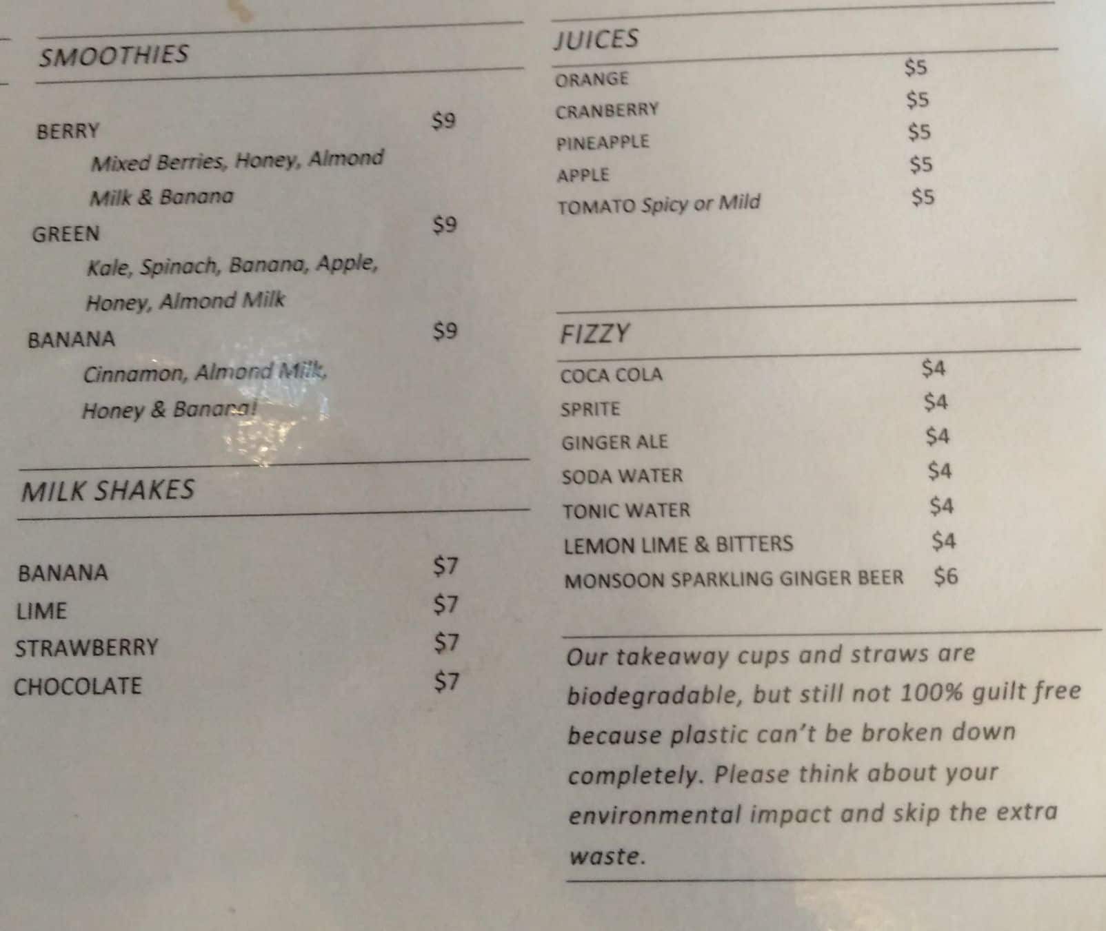 Menu at Verona Cafe & Bar, Auckland