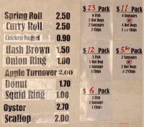 Menu at Solway Fish & Chips restaurant, Masterton