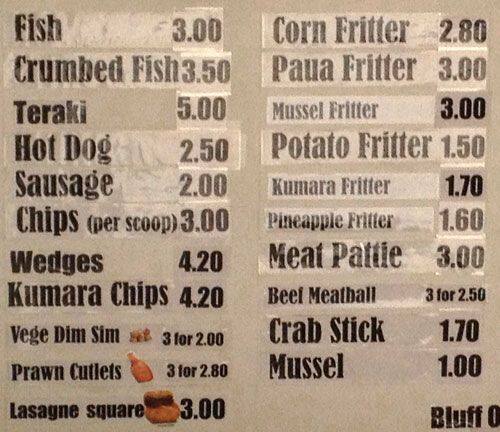 Menu at Solway Fish & Chips restaurant, Masterton
