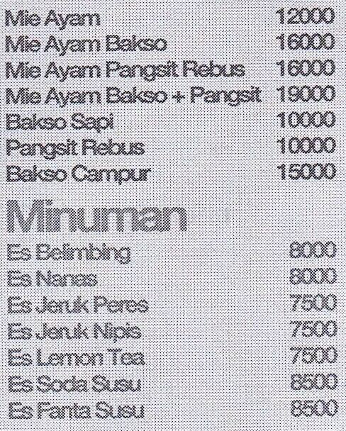 Menu at Flamboyan Kuliner Khas Palembang restaurant, Bekasi Regency