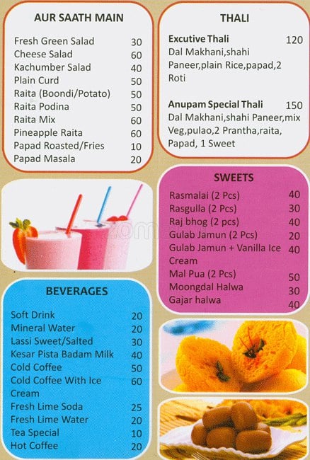 Menu at Anupam sweets & restaurant, Faridabad, Plot No. 7