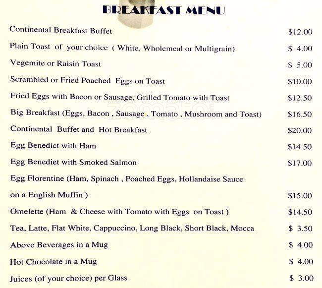 Menu at Blue Elephant restaurant, Pennant Hills